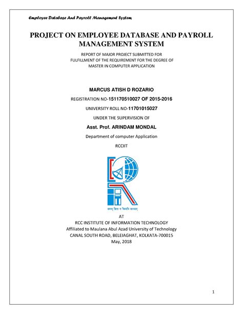 Dbms Dbms Project Project On Employee Database And Payroll