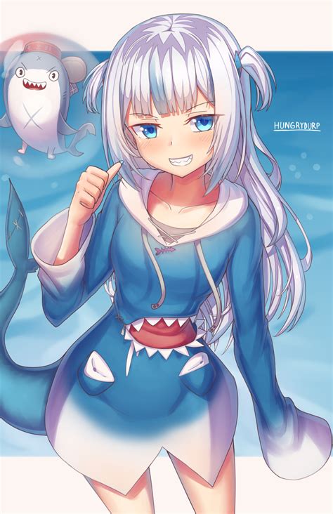 Safebooru 1girl Absurdres Artist Name Bangs Bloop Gawr Gura
