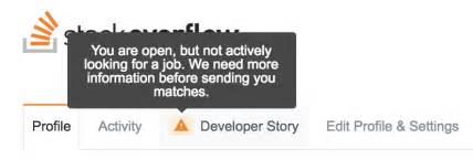Developer Story Warning Wont Go Away Meta Stack Overflow