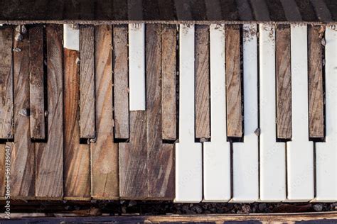 Old Broken Piano Keyboard With Broken Peeled Piano Keys Stock Photo Adobe Stock