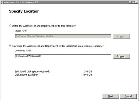 windows offline installation of windows assessment and deployment kit