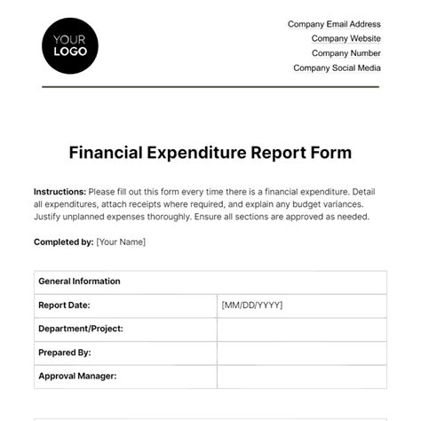 Financial Expenditure Report Form Template Edit Online And Download