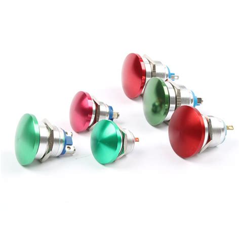 16mm Metal Push Button Switch Waterproof Mushroom Head Key Latching Reset Press Screw Pin Foot