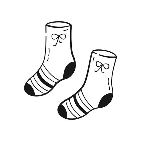 Premium Vector Cute Pair Socks In Black Linear Drawing Style