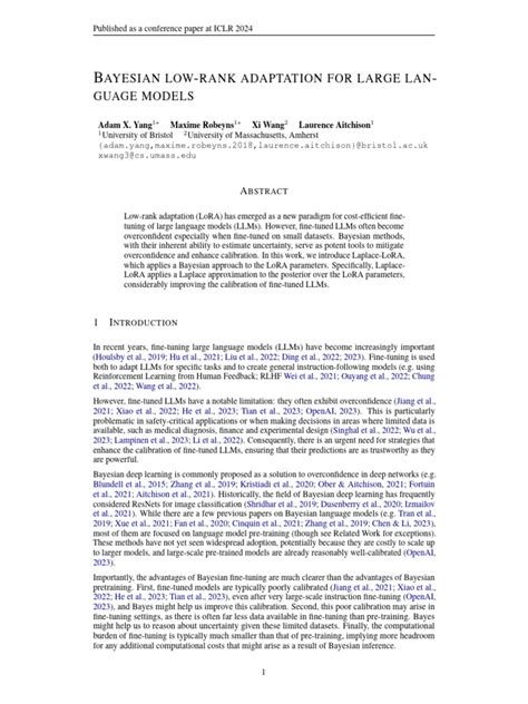 Bayesian Low Rank Adaptation F Pdf Matrix Mathematics Statistical Inference