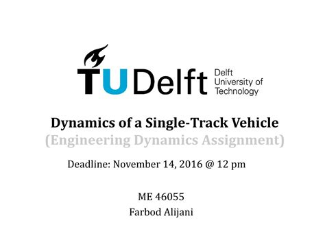 Assignment Dynamics Bike Dynamics Of A Single ‐ Track Vehicle