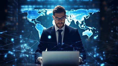 a programmer with a computer in a blue digital interface programmer computer blue digital