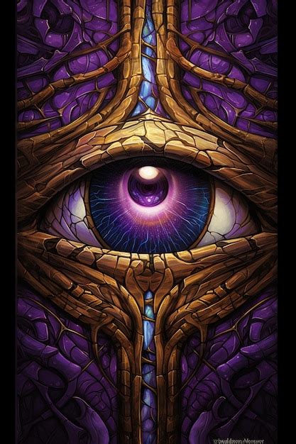 Premium Ai Image Stained Glass Window With A Purple Eye And A Purple
