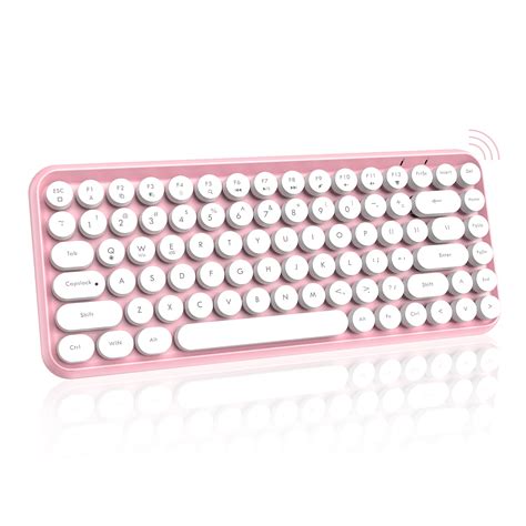 Felicon Wireless Bluetooth Keyboard Mini Portable 84 Key Typewriter Retro Round Keycaps