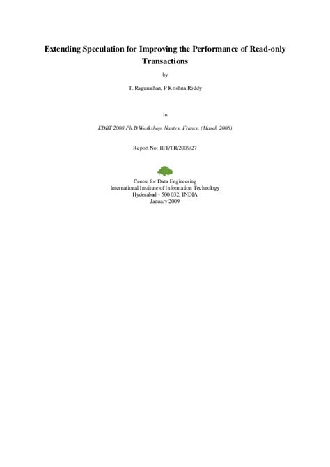 Pdf Extending Speculation For Improving The Performance Of Read Only Transactions