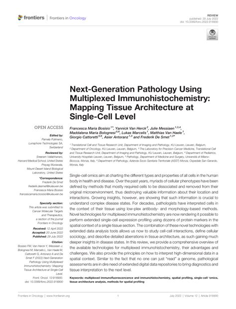 Pdf Next Generation Pathology Using Multiplexed Immunohistochemistry Mapping Tissue