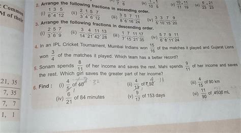 2 Arrange The Following Fractions In Ascending Order I 61 43 125