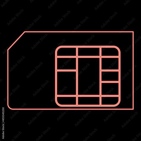 Neon Sim Card Red Color Vector Illustration Flat Style Image Stock Vector Adobe Stock