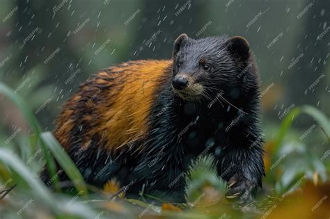 Premium Ai Image A Powerful Wolverine Prowls Through The Dense Shadows Of A Forest