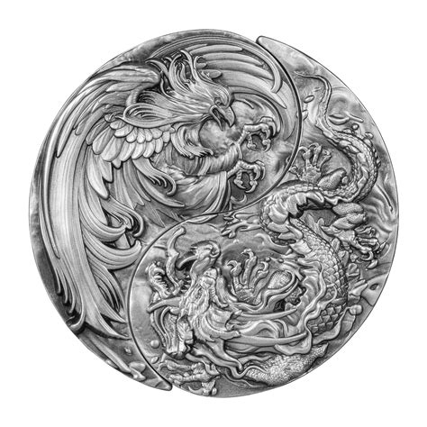 Yin Yang Dragon And Phoenix 1 Oz X 2 Silver Coin Precious Metal Collectors