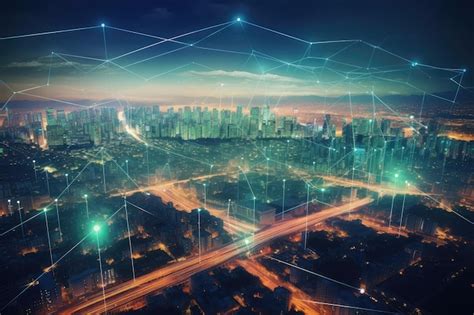 Premium Ai Image Modern Smart City Network Interconnected Ai Generated