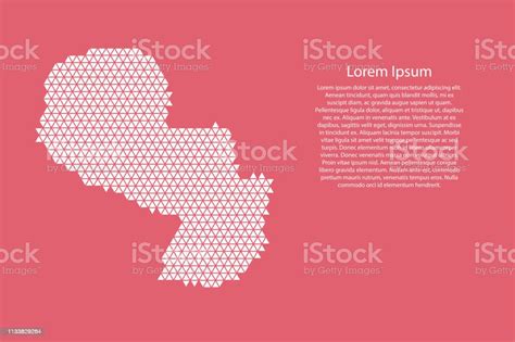 파라과이 지도 배너 포스터 인사말 카드에 대 한 노드와 핑크 산호 색상 배경에 기하학적 패턴을 반복 흰색 삼각형에서 추상적 인 회로도 벡터 일러스트입니다 3차원 형태에 대한