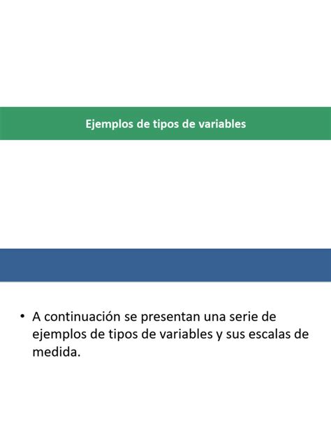 Ejemplos De Tipos De Variables Y Escalas De Medida Pdf