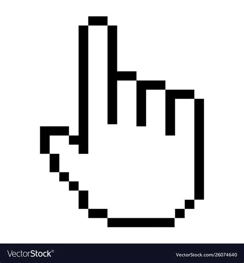 Hand Cursor Click Symbol Digital Pixel Button Vector Image