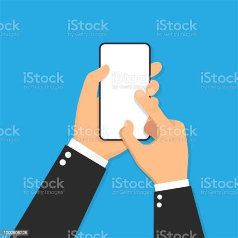 핸드 들고 스마트 폰 플랫 디자인 아이콘입니다 벡터 일러스트레이션 개념에 대한 스톡 벡터 아트 및 기타 이미지 개념 광고 남자 Istock