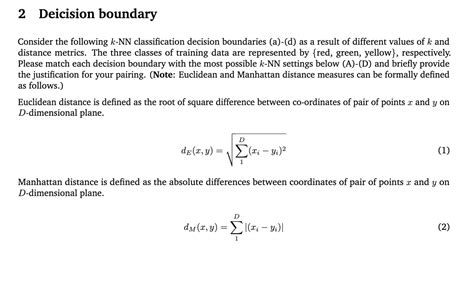Solved 2 Deicision Boundary Consider The Following K Nn