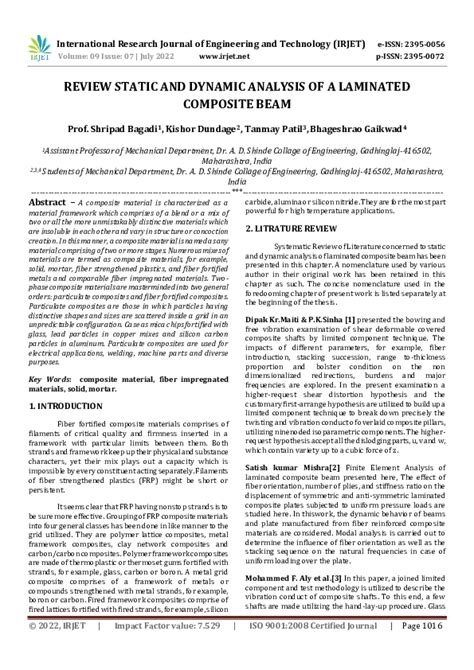 Pdf Review Static And Dynamic Analysis Of A Laminated Composite Beam