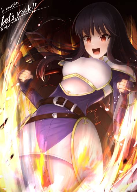 Rule 34 1girls Armor Astrid Fire Emblem Bare Thighs Belt Bending Backward Black Hair