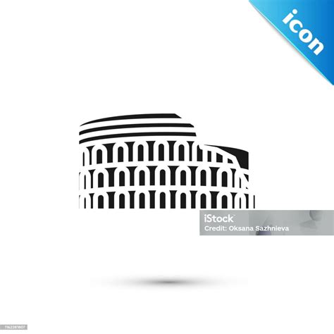 로마의 블랙 콜로세움 흰색 배경에 고립 된 이탈리아 아이콘 콜로세움 기호입니다 고대 로마의 상징 검투사 싸움 벡터 일러스트레이션