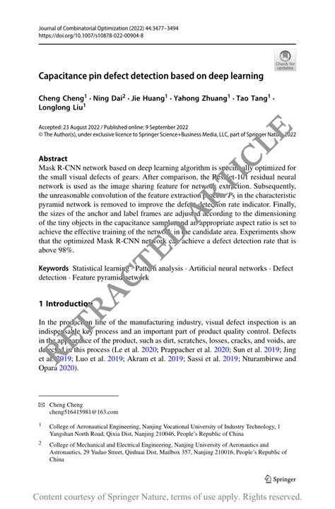 Capacitance Pin Defect Detection Based On Deep Learning