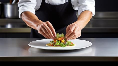 Premium Photo Chef Preparing A Gourmet Salad Dish Adding Final