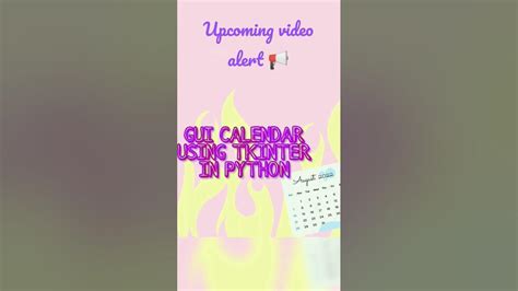 Gui Calendar Using Tkinter In Python Youtube