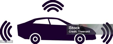 흰색 배경에 자율 주행 자동차 아이콘입니다 똑똑한 차 Siign 자동 조종 장치 기호입니다 플랫 스타일 0명에 대한 스톡 벡터