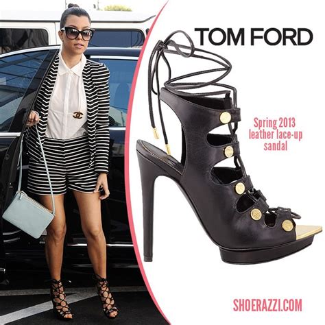 Kourtney Kardashian In Tom Ford Shoerazzi Black Lace Up Heels Lace