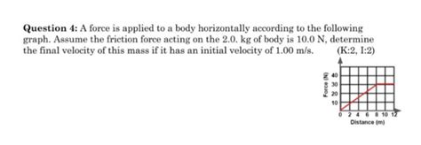 Solved Question A Force Is Applied To A Body Horizontally Chegg