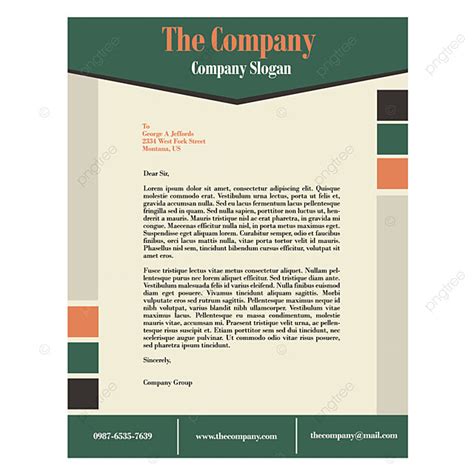 비즈니스 레터헤드 템플릿의 녹색 및 주황색 사각형 모양 테마 편지지 일러스트 템플릿 Psd 다운로드 디자인 자료 다운로드