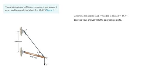 Solved The A 36 Steel Wire Ab Has A Cross Sectional Area Of