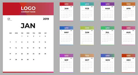 깨끗 한 최소한의 테이블 간단한 스타일 레드 컬러로 2019 새 해 달력의 벡터 0명에 대한 스톡 벡터 아트 및 기타 이미지 0명 2019년 깨끗한 Istock