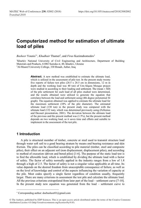 Pdf Computerized Method For Estimation Of Ultimate Load Of Piles