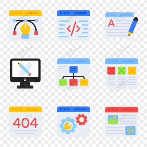 웹 디자인 플랫 아이콘 벡터의 팩 Png 일러스트 무료 다운로드 Lovepik