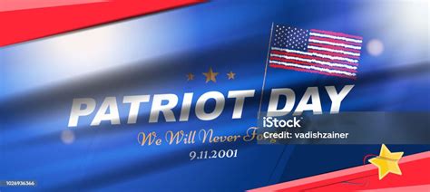 애국 자 일 9 월 11입니다 2001 우리가 결코 잊지 않을 것입니다 포스터 템플릿 인쇄 술 및 미국 국기입니다 미국 사람들의 메모리의 하루에 대 한 배너 평면 요소