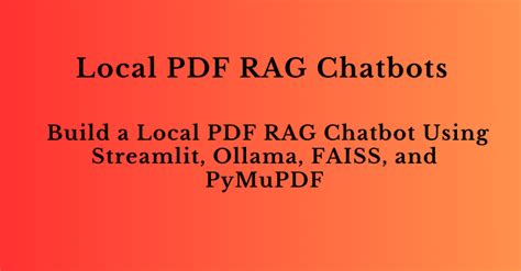 Build An Amazing Local Pdf Rag Chatbot With Streamlit And Ollama Tech Ai Insights