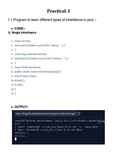 practical 3 1 1 program to learn different types of inheritance in