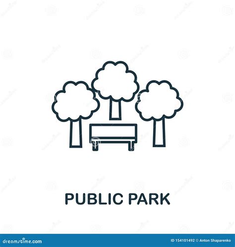 Public Park Outline Icon Thin Style Design From City Elements Icons Collection Pixel Perfect