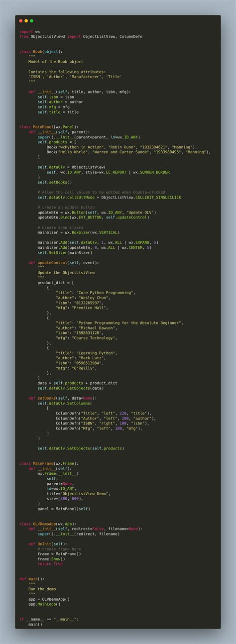 ANN ObjectListView For WxPython By Mike Driscoll