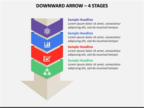 Downward Arrow 4 Stages For PowerPoint And Google Slides PPT Slides