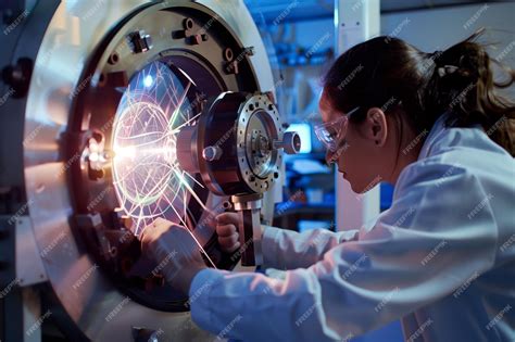 Premium Photo Scientist Using A Large Fresnel Lens In An Optical Experiment