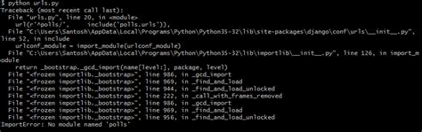 Python Django First Tutorial Importerror No Module Named Polls Stack Overflow