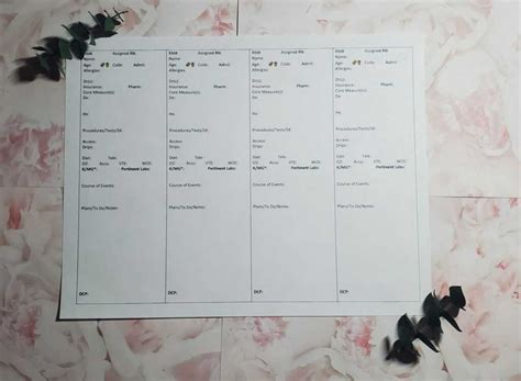 Charge Nurse 10 Patient Double Sided 10 Patients Brain Report Sheet