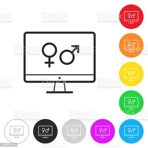 성별 기호가 있는 데스크톱 컴퓨터입니다 다채로운 버튼의 아이콘 0명에 대한 스톡 벡터 아트 및 기타 이미지 0명 개념 개체 그룹 Istock