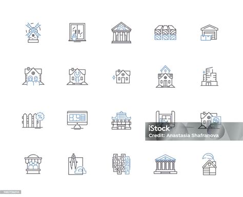 도시 디자인 개요 아이콘 모음입니다 도시 디자인 거리 풍경 계획 조경 건축 인프라 벡터 및 일러스트레이션 개념 세트 외관 커뮤니티 시민 선형 표지판 감각 지각에 대한 스톡